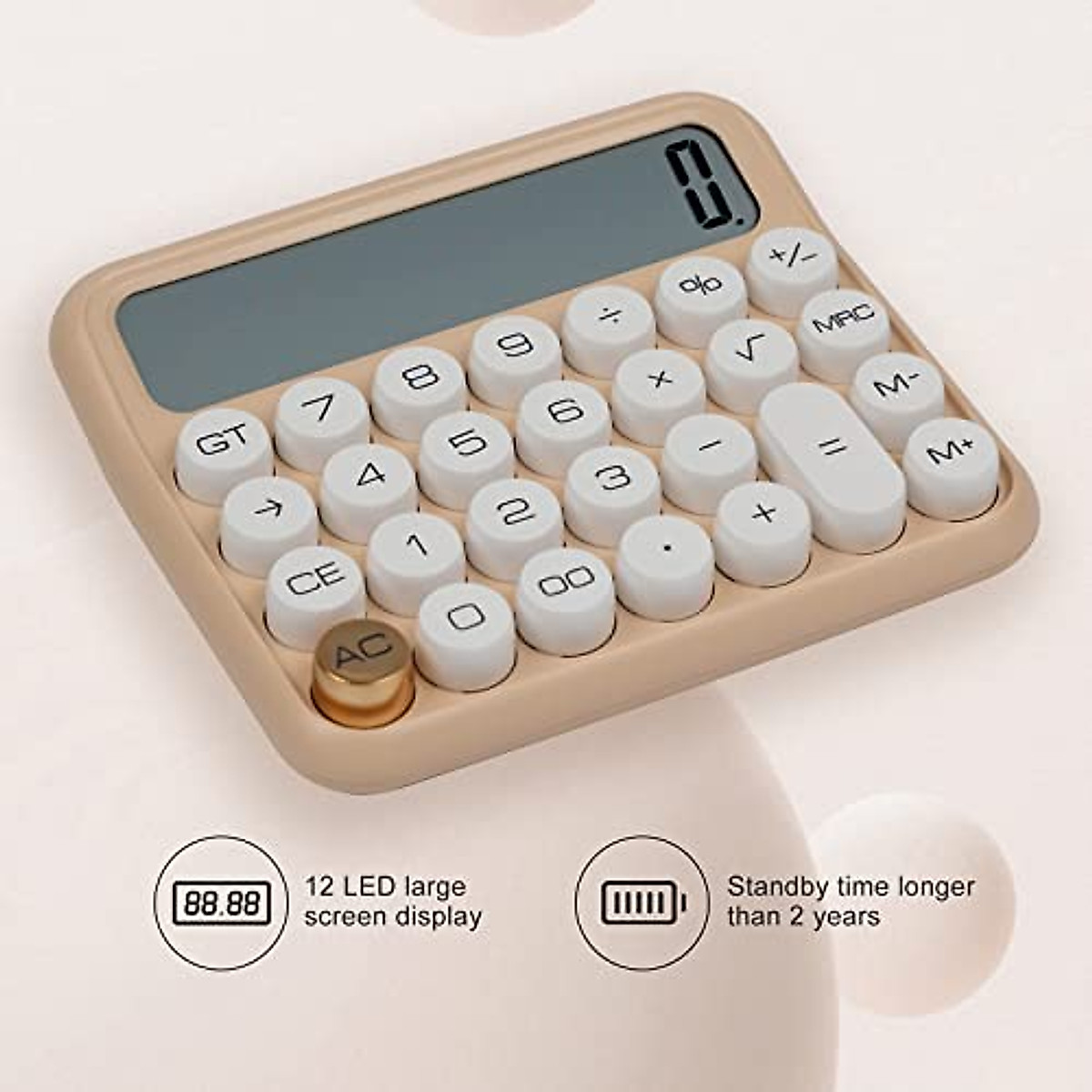 Standard Calculator 12 Digit,Desktop Calculator with Large Display and Buttons,Mechanical Feeling Calculators for Office,Basic Calculator for Home School with Automatic Sleep