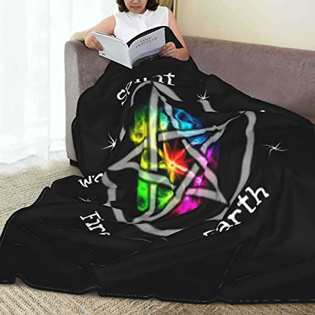 Wicca 5 Five Elements Earth Wicca Wiccan Full Fleece Throw Cloak Wearable Blanket Flannel Fluffy Comforter Quilt Nursery Bedroom Bedding King Size Plush Soft Cozy Air Conditioner Blanket
