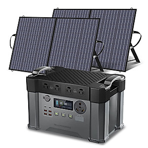 ALLPOWERS S2000 Pro Solar Generator with Panels Included 2400W MPPT Portable Power Station with 2pcs Foldable Solar Panel 100W, Solar Backup Power for RV Van House Outdoor Camping