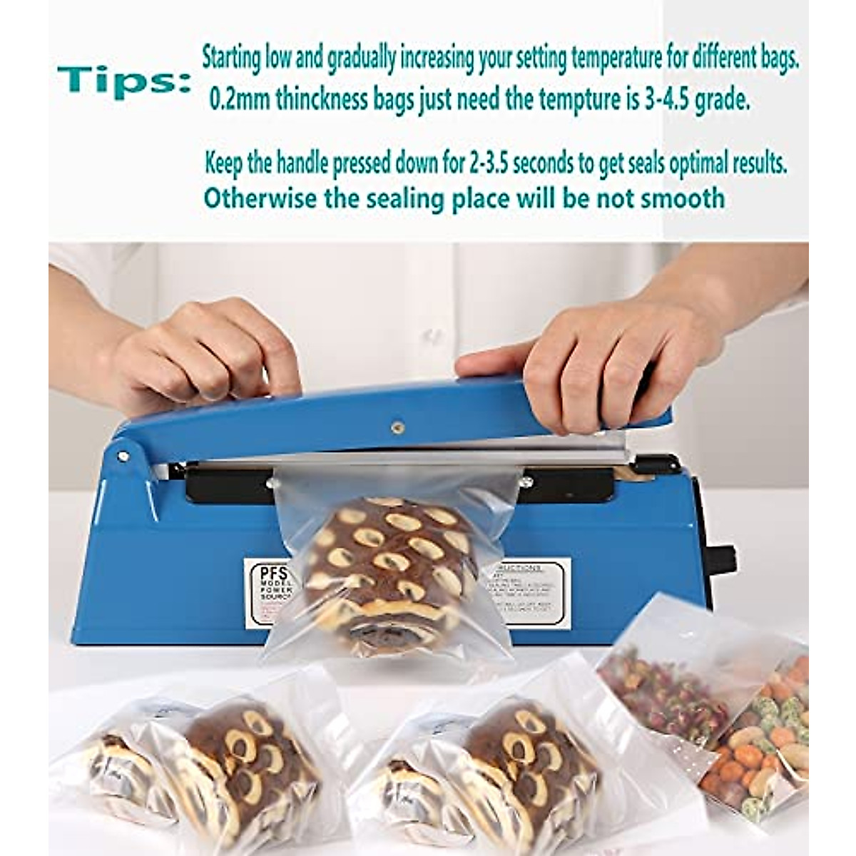 Impulse Heat Sealer Manual Bags Sealer Heat Sealing Machine 12 Inch Impulse Sealer Machine for Plastic Bags PE PP Bags with Extra Replace Element Grip