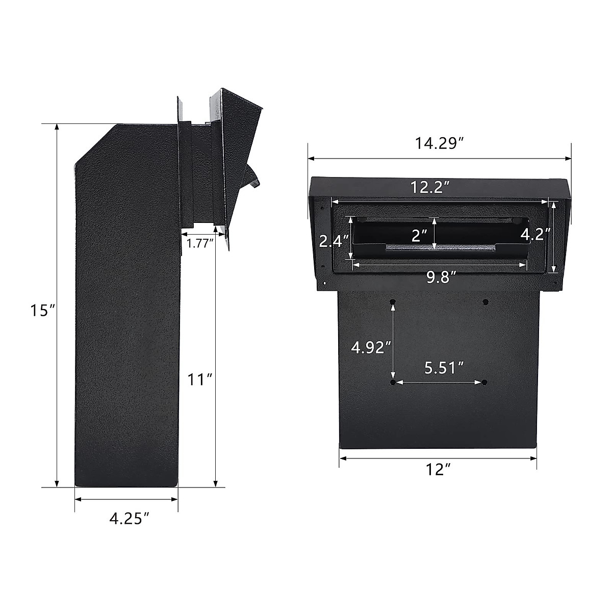 xydled Door Drop Box for Mail, Heavy Duty Mail Boxes with Key Lock,15''x12''x6'',Locking Metal Mailbox Door Mounted,Through The Door Safe Locking Drop Box, Black Upgrade