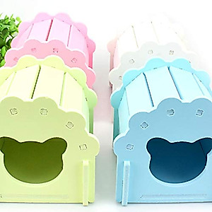 balacoo Hamster Wooden Hideout House Guinea Pig DIY Hideaway Hut Exercise and Climbing Toys for Bunny,Ferrets Chinchillas 2Pcs