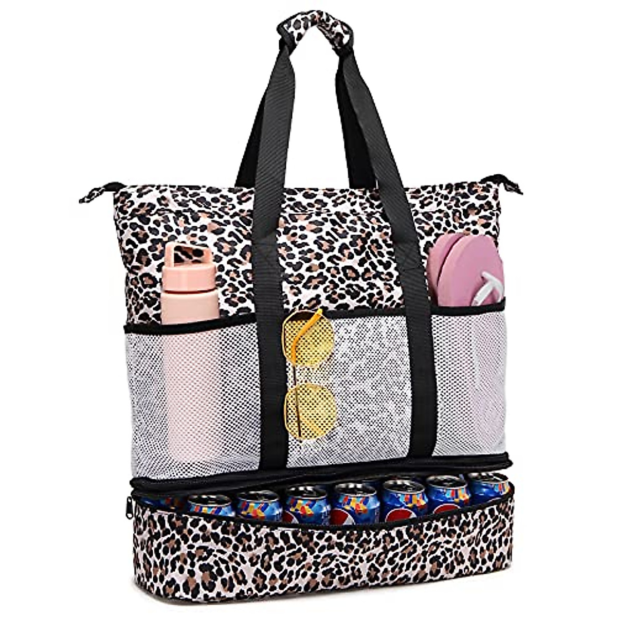 JIANYA Beach Bag Women Waterproof Sandproof Beach Tote Bags with Cooler Top Zipper Large Totes for Beach Pool Travel Daily