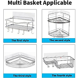 MayDiary 2Pack Clear Shower Caddy Adhesive Replacement,No Drilling,Strong Adhesive Shower Caddy for Shower Shelves Bathroom Storage Organizer and Kitchen Rack