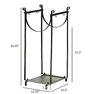 Outsunny Firewood Rack with Fireplace Tools, Indoor Outdoor Firewood Holder, 30.25" Tall Build with 2-Tiers for Fireplace, Wood Stove, Hearth or Fire Pit, Includes Poker, Tongs, Broom, Shovel, Black