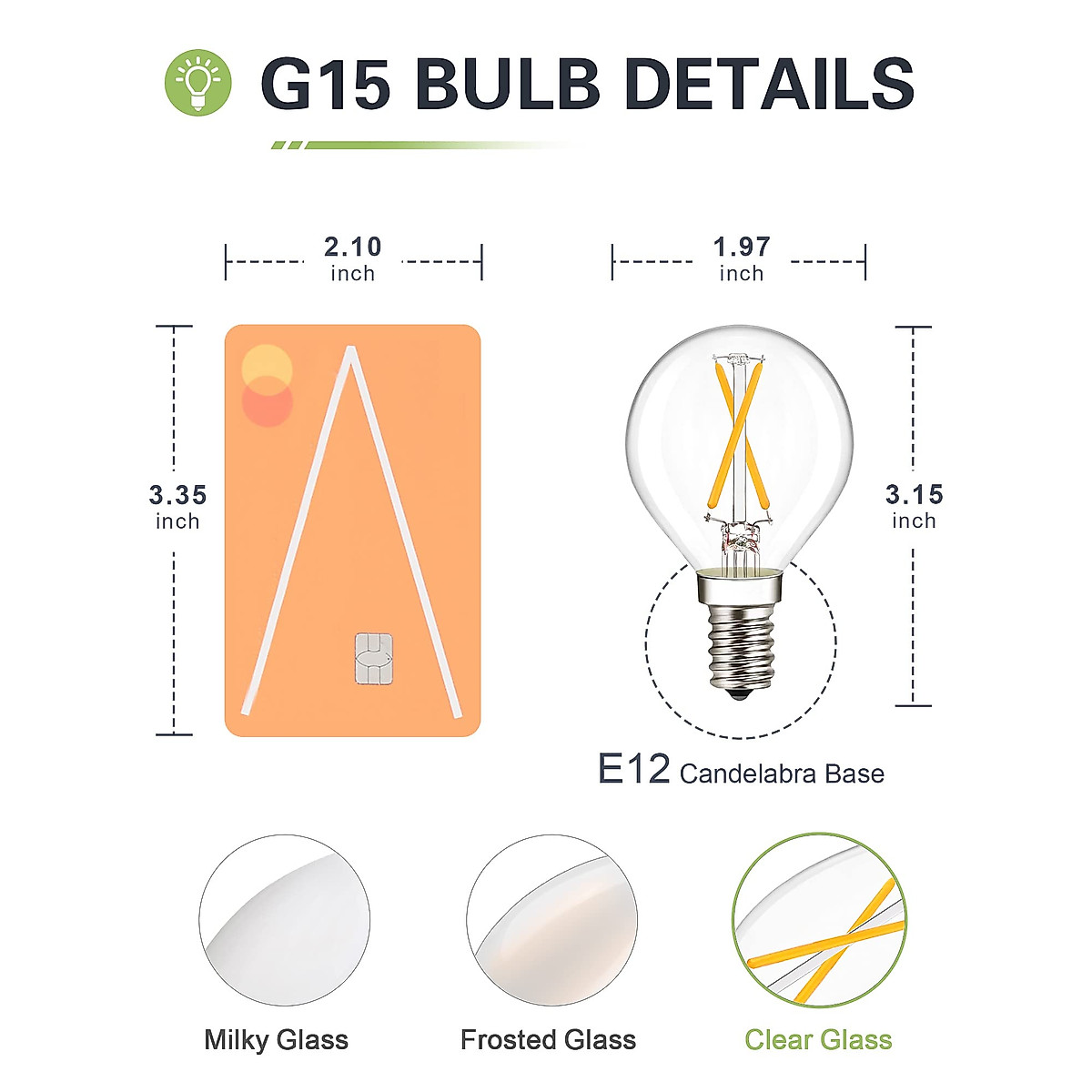 LUMILECT G16.5 LED Bulb E12 G16 1/2 Round LED Candelabra Bulb 25W Equivalent, Soft Warm White 3000K AC120V 200lm 2W G50 LED Globe Bulbs for Ceiling Fan,Chandelier,Vanity Light Bulb, 6 Pack