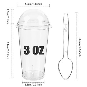 Zezzxu 3 oz Mini Dessert Cups with Lids and Spoons, 50 Pack Clear Plastic Dessert Shooter Cups Small Shot Glasses for Appetizers Parfaits Puddings Mousse