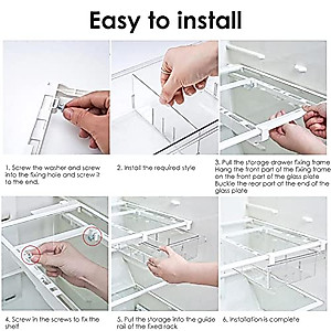 Txkrhwa Fridge Drawer Organizer Clear Refrigerator Organizer Bin Fridge Pull Out Food Storage Box Space Saving Kitchen Egg Holder Fruit Storage Sliding Container for Fruit Vegetable Egg(Four grid)