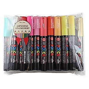 Posca Paint Marker Pen 21 Colors set Extra Fine Point (PC-1M),w/ japanese stationery original pan case (PC-1M21C)