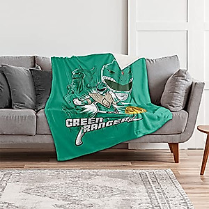 Power Rangers, 50"x60", Green Ranger Silky Touch Sherpa Back Super Soft Throw Blanket