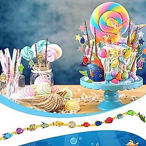 36 Pcs Fishing Birthday Party Decorations Fish Cupcake Pole Picks Fishing Themed Party Supplies Little Fisherman Tropical Appetizer Pick Cocktail Decoration for Drink Baby Shower Party Favor Kids