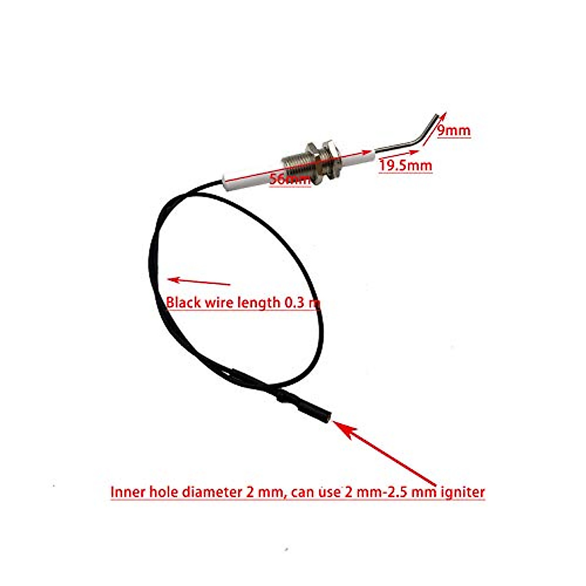 METER STAR CE/CSA AA Igniter 1.5V Pulse Wire Spark Igniter Kit, 220315 US DHLG-1C 1705, Ceramic Electrode Ignition Spark Plug 12 Inch Wire Long