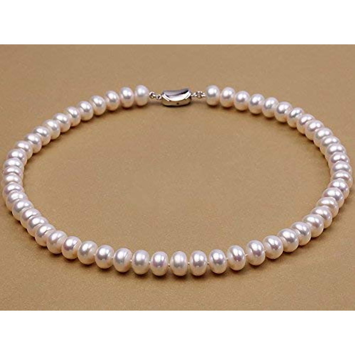 Womens Classic Small Pearl Necklace 6mm White Freshwater Pearl Necklace Choker 16"