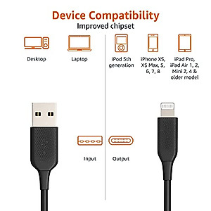 Amazon Basics 2-Pack USB-A to Lightning ABS Charger Cable, MFi Certified Charger for Apple iPhone 14 13 12 11 X Xs Pro, Pro Max, Plus, iPad, 3 Foot, Black