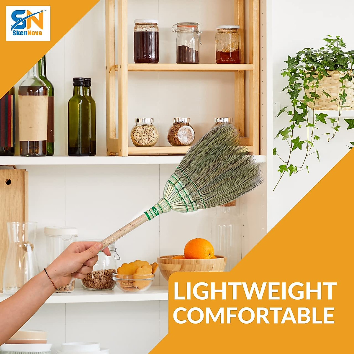 24-inch tall of Thai natural grass broom Asian broom for RV's camping tent & training Children cleaning