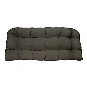 RSH DECOR: Tufted Wicker Loveseat Cushion | 44” x 22" | All-Weather Spun Fabric | Water and Fade-Resistant | Outdoor Settee Cushion for Patio Furniture | Charcoal Grey (Gray)