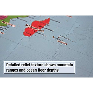 Laminated World Voyager Map Poster | Bright Style Map | Includes The Most Legible Location Labels | 36” x 24” | Shipped Rolled in a Tube, Not Folded | Great for The Home or Classroom