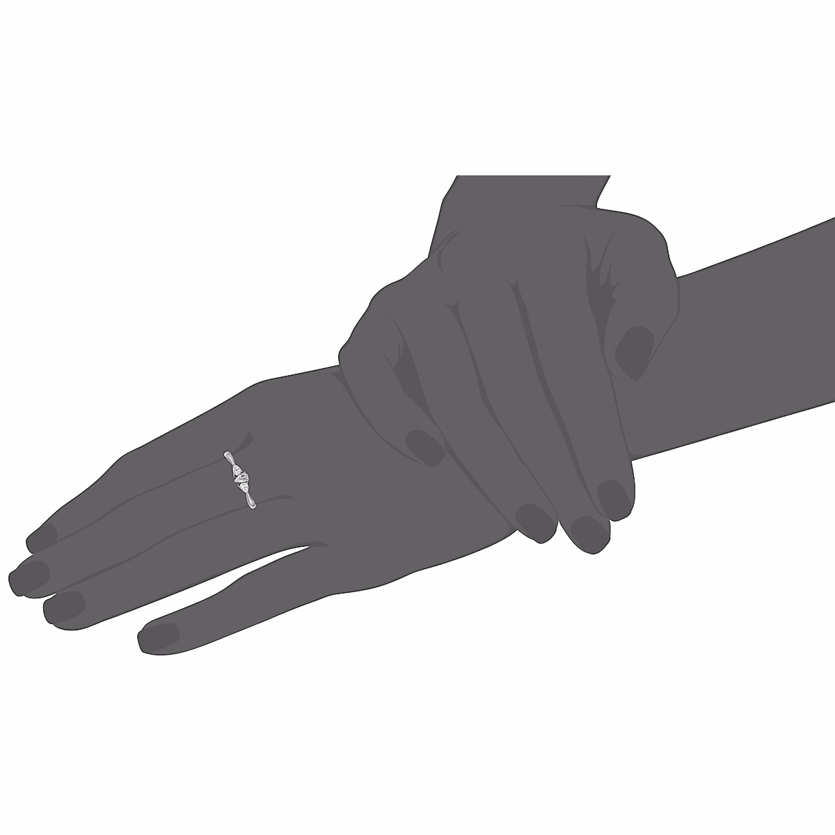 Amazon Essentials Platinum-Plated Sterling Silver Infinite Elements Cubic Zirconia Pear 3-stone Ring, Size 9, (previously Amazon Collection)