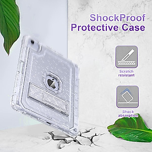 ZoneFoker for iPad Air 5th/4th Generation Case (2022/2020), iPad pro 11 inch Case (4th/3rd/2nd/1st Gen), iPad Air 10.9 case with Pencil Holder/Stand, Hard Sturdy Slim Cover for Girls, Clear Glitter