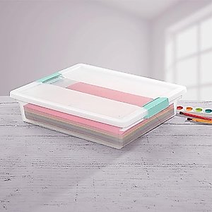 Sterilite Large Clear Plastic Stackable Storage Container Bin Box Tote with Clear Latching Lid Organizing Solution for Home & Classroom, 30 Pack
