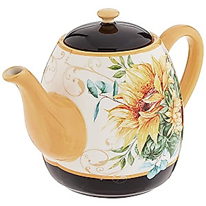 Certified International Sunflower Fields 40 oz. Teapot, Multi Colored