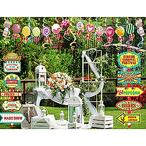 UOMNICUE 37PCS Candyland Party Decorations Set, Candyland Sign Banner Lollipop Cupcake Toppers for Sweet Candyland Themed Kids Baby Birthday Party Decoration Christmas Party Supplies