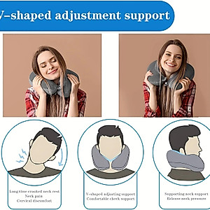 Travel Neck Pillow - Memory Foam Pillow Support Pillow,Luxury Compact & Lightweight Quick Pack for Camping,Sleeping Rest Cushion (Grey)