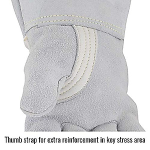 Black Stallion 750 Premium Grain Elkskin Stick Welding Gloves, Large, White