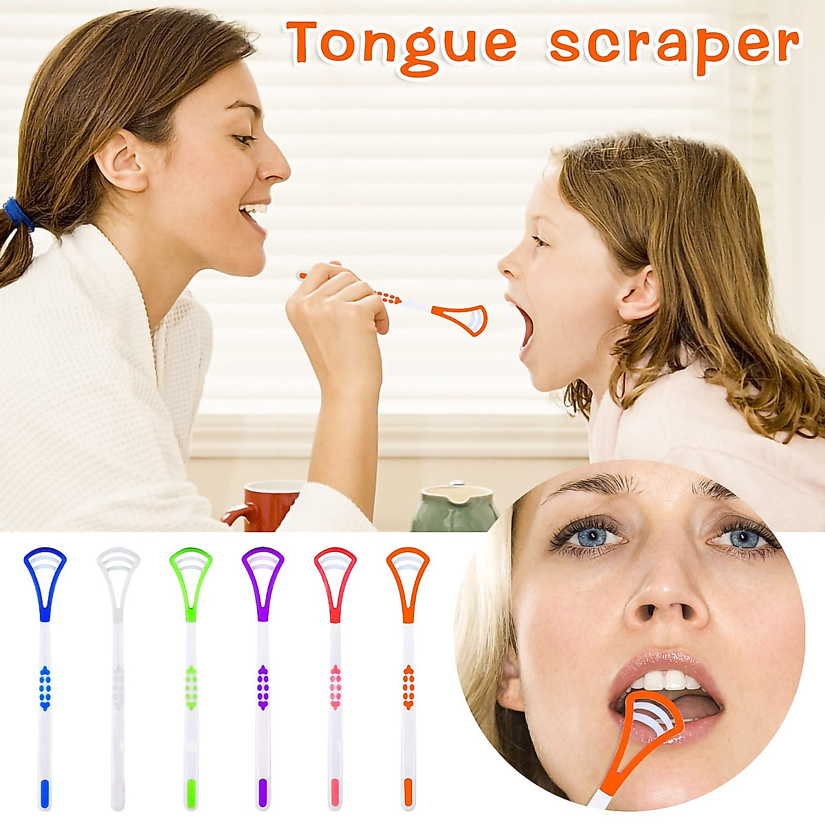 Tongue Cleaner Stainless Steel Set Tongue Scraper Tongue Brush Adult Bad Breath Removal Tongue Scraper Oral Care Tool,1Pcs (M)