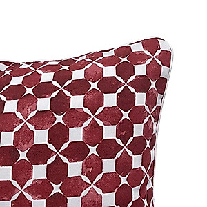 Pcinfuns Outdoor/Indoor Decorative Lumbar Pillows with Insert,Grid Red Throw Pillow Covers 20x12 Inch Cushions for Patio Furniture,Set of 2
