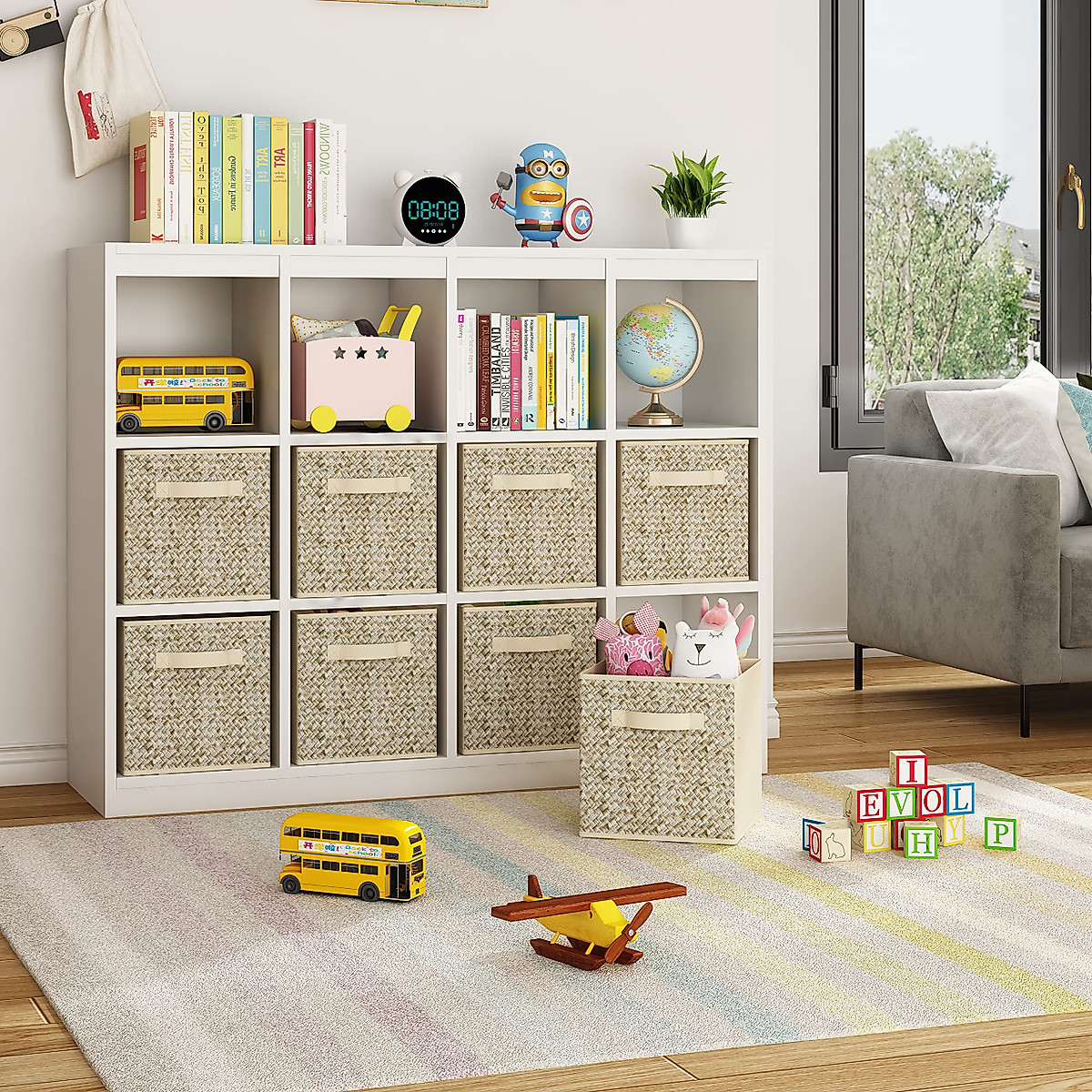 Wisdom Star 8 Pack Fabric Storage Cubes with Handle, Foldable 13x13x13 Inch Cube Storage Bins, Storage Baskets for Shelves, Storage Boxes for Organizing Closet Bins