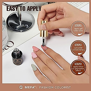 MEFA 23 Pcs Gel Nail Polish Kit, 20 Colors Nude Pink Glitter All Seasons Collection Skin Tone Bubble Bath Gel Polish Nail Kit with Glossy & Matte Top Base Coat Nail Art Manicure DIY Salon Gift for Women