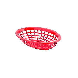 Tablecraft Red Polyethylene 7-3/4" Oval Side Order Basket