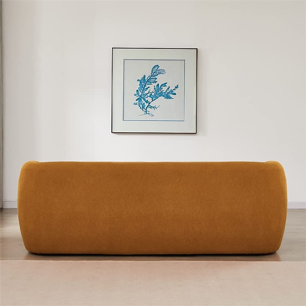 Ashcroft Furniture Co Querno Modern Luxury Japandi Style Boucle Fabric Curvy Sofa Couch in Orange