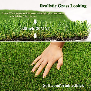 Weidear Artificial Turf Grass 4 ft x 6 ft, Realistic Fake Grass Rug with Drainage Holes, 20MM Indoor Outdoor Lawn Grass Landscape for Backyard Patio, Synthetic Grass Mat for Dogs Pets, Customized