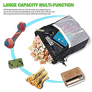 VVEIFO Dog Treat Pouch, Dog Training Pouch Bag with Waist Shoulder Strap, Durable, Convenient Dog Training Accessory, Suitable for Small and Large Dogs, 3 Ways to Wear (Black