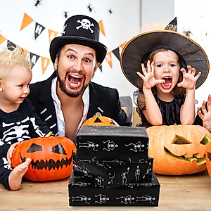 Generic AnyDesign 6 Sheets Halloween Wrapping Paper -Not Roll- Dancing Skeleton Gift Wrap Paper Folded Flat Art Paper for DIY Crafts Trick or Treat Birthday Party, 27.6 x 39.4 Inch