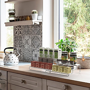 DecoBros Spice Rack 3 Tier Expandable Cabinet Spice Organizer Step Shelf Organizer (31.75~63.50 cm), Chrome