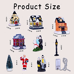 MGTHDS 12PCS Christmas Village Sets, Resin Christmas Ornament with LED Light Christmas Village Houses, Christmas Home Decor Collectible Buildings Gift for Kids