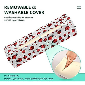 Vnurnrn Red Ladybird Neck Support Pillow Round Neck Roll Bolster Cylinder Pillow Cervical Pillows Shoulder Pillow for Leg Knee Back Head Support for Bedroom Camp Work Women Men