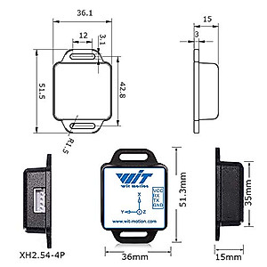 WitMotion WT61C-TTL High-Accuracy Accelerometer Sensor, 6-Axis Acceleration(+-16g)+Gyro+Angle (XY 0.05° Accuracy) with Kalman Filtering, MPU6050 AHRS IMU (Unaffected by Magnetic Field), for Arduino