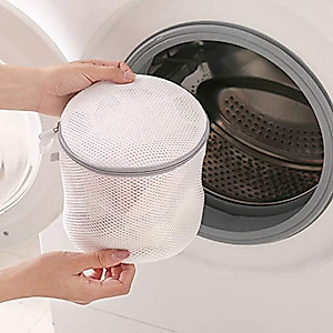 TOPBATHY Laundry Wash Bag Mesh Pouches for Bra Underwear Stockings Blouse Shoes Reusable Washer Protector Baby Kids Girls Clothing with Zipper 2pcs (White)