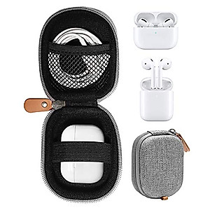 WGear Protective Case for Airpods, Handy Semi-hard case for airpods for travel, protective and orgaize, Shock and shake Proof, mesh pocket for cable and other accessories (Gray)