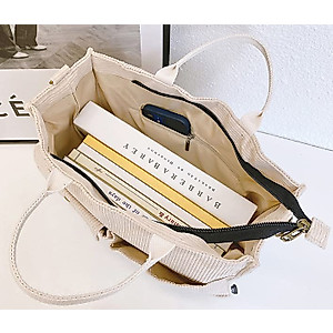 Womens Tote Bag Corduroy Shoulder Bag Handbag Casual Purse Corduroy Large Capacity Hobo Bag Messenger Bag