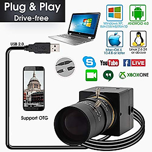 SVPRO 5-50mm Zoom Lens USB Camera 1080P with Sony IMX323 Sensor, H.264 HD Camera with 0.01lux Ultra Low Light USB Webcam for Weak Light Conditions,PC Cam for Windows Linux Mac Android