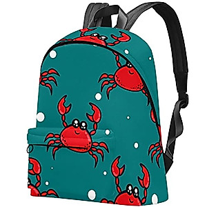 Cartoon Red Carb Pattern Blue Color Large Canvas Backpack College School Men & Women