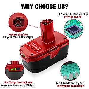 DSANKE 2Pack 19.2V 6000mAh Lithium Extended Capacity Replace for Craftsman 19.2 Volt C3 Battery DieHard C3 315.115410 315.11485 130279005 1323903 120235021 11375 11376 Cordless Drills