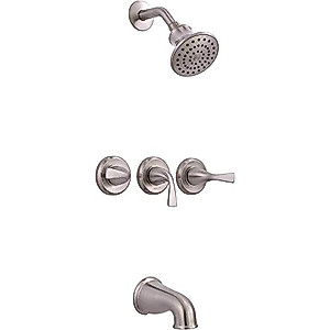 Premier 3552595 Sanibel Three-Handle Tub & Shower Faucet, Brushed Nickel, 7.48" x 7.48" x 7.48"