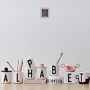 Design Letters Melamine Sippy cups for Baby 7 Oz A-Z | Kids Cups Designed in Denmark Reusable Cup for Baby 6+ Month|Learning Cup BPA/BPS Free | Children Drinking Cup Dishwasher Safe, Toddler Cup White
