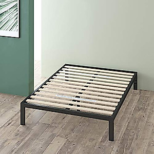 ZINUS Mia Metal Platform Bed Frame / Wood Slat Support / No Box Spring Needed / Easy Assembly, Black, Queen